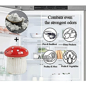 Mushroom Baking Soda Holder For Fridge Deodorizer Ceramic Baking Soda Fridge Holder Odor Absorber Container Smell Remover Cute Fridge Deodorizer Refrigerator Odor Eliminator(No Soda)