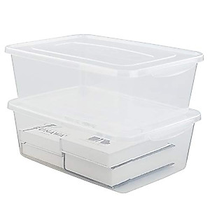Gloreen Clear Storage Bin, 16 Quart Latch Bins/Containers/Boxes with Lid, Pack of 2