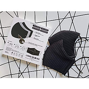 CAXXA 2 PK 3 Layer Silver Ion Fiber Washable & Reusable Cotton Face Cover with Adjustable Ear-Loop Unisex for Cycling Camping Travel- Black