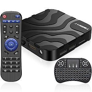 Android TV Box, T95MAX Android Box 2GB RAM 16GB ROM, Quad Core Android 12.0 Box with Wireless Keyboard Support 2.4G/5.0GHz Dual WiFi 100M Ethernet Ultra HD 6K TV Box