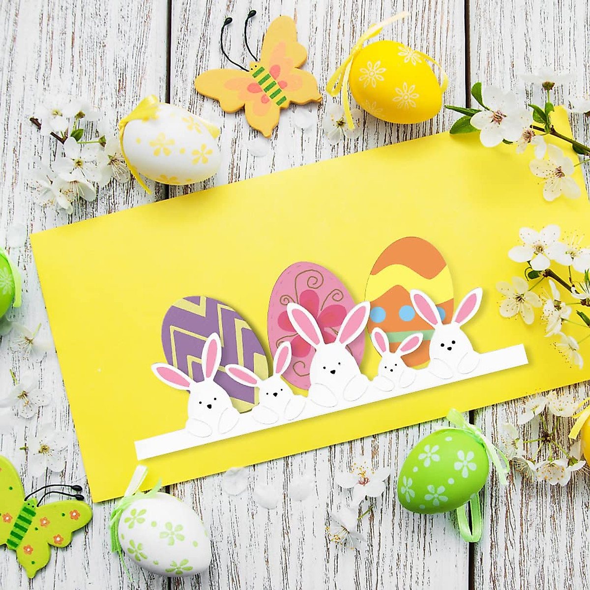 ALIBBON Easter Egg Rabbit Die Cuts for Card Making, Rabbit Edge Border Cutting Dies Metal Template Molds, 3 Lace Eggs Dies for Crafting DIY Photo Album Embossing Scrapbooking Supplies
