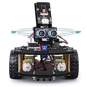 ELEGOO UNO R3 Project Smart Robot Car Kit V4 with UNO R3, Line Tracking Module, Ultrasonic Sensor, IR Remote Control etc. Intelligent and Educational Toy Robotic Kit for Arduino Learner