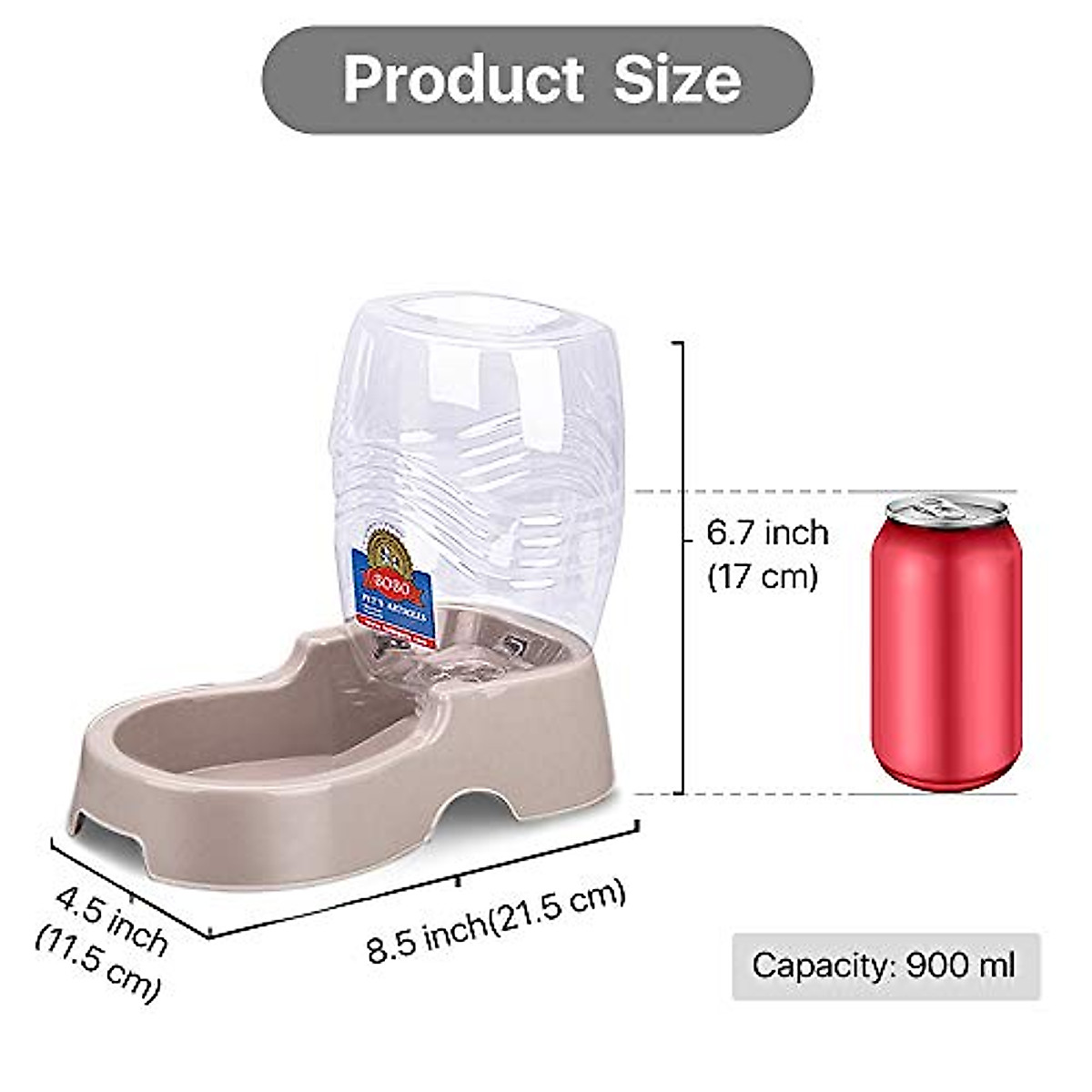 Flexzion Pet Water Dispenser Station, Beige (1/4 Gallon) Auto Replenish Gravity Waterer Drinking Fountain Bottle Bowl Dish Portable Stand for Small Dog Cat Animal