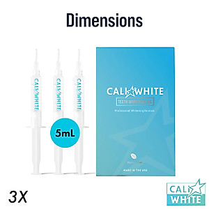 Cali White Teeth Whitening Gel Refills - 35% Carbamide Peroxide Formula - Vegan Organic Tooth Bleach - 3-Piece 5 ml Syringes for Teeth Whitening Kits - Use with UV or LED Light and Trays