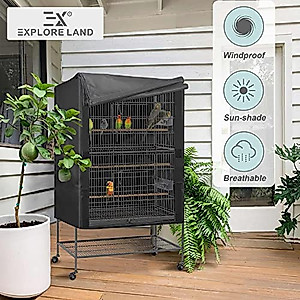 Explore Land Pet Cage Cover - Good Night Cover for Bird Critter Cat Cage to Small Animal Privacy & Comfort (Medium, Black)