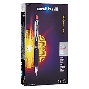 uni-ball 61257 Signo Gel 207 Roller Ball Retractable Gel Pen Red Ink Micro Fine Dozen