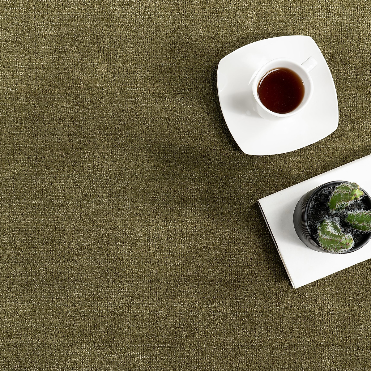 Rugs USA x Arvin Olano Petra High-Low Wool-Blend Area Rug, 6x9, Verdant Green