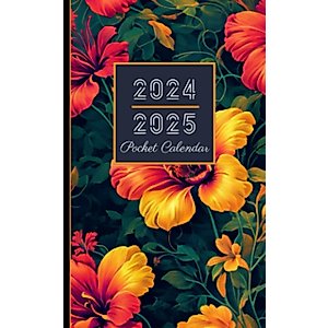2024-2025 Pocket Calendar For Purse: Tropical Flower Design