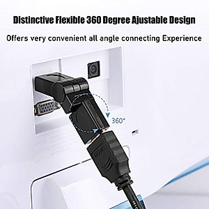 Warmstor 2-Pack HDMI Male to Female Swivel Adapter 90 180 270 360 Degree Angle Adjustable,HDMI Cable Rotatable Extension Connector Gold-Plated Support 3D & 4K