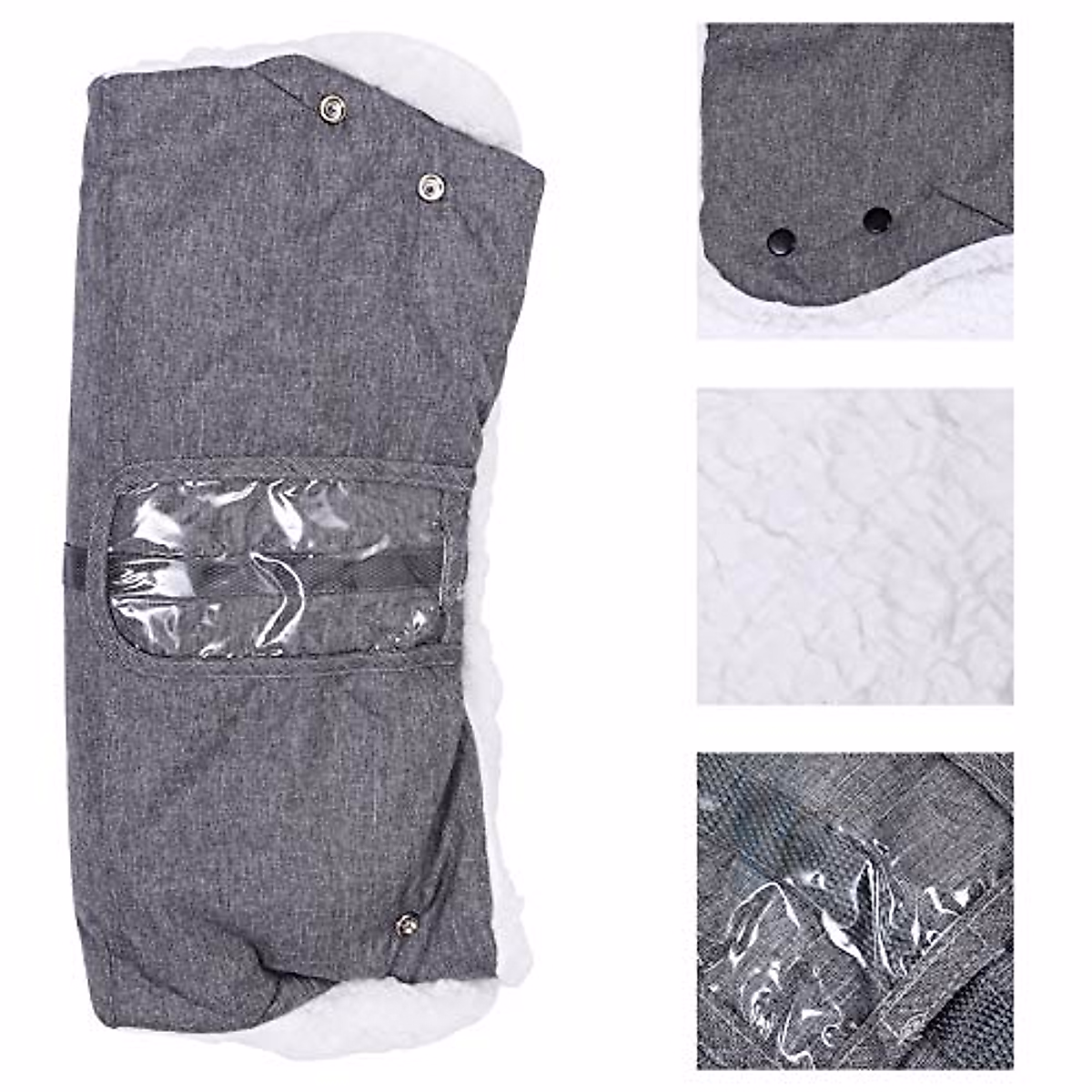 Kisangel Stroller Hand Winter Warmer Gloves Stroller Jogger Plush Warm Gloves Windproof Pram Handlebar Cover Mitten Bunting Bag for Buggy Pushchair Pram