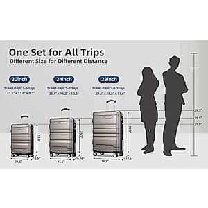 Merax Expandable ABS Hardshell Luggage Suitcase with Spinner Wheels Suit Case Lightweight, Gray, 3-Piece Set (20/24/28)