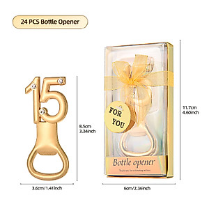 24 Pieces/Packs15 Bottle Openers for 15th Birthday Party Favors Wedding Anniversary Gidts Decorations or Souvenirs for Guests with Gift Boxes Party Giveaways for Adults (15)