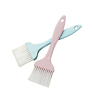 Nylon Bristle Pastry Brush Plastic Grip for Basting, Baking, Cooking Food Brush, Green, Pink