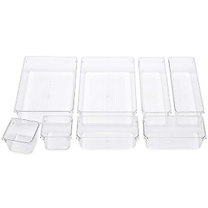 Clear Drawer Organizer - Easily Organize and Customize the Layout of Drawers. Great for Office Desk, Utensils, Cosmetics and Makeup. (8-Piece Set)