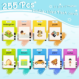 255 Talking Flash Cards Toddler Toys for 3 4 5 6 Year Old Boys Girls, Preschool Educational Autism Sensory Toys with 510 Sight Words, Speech Therapy Learning Montessori Toys Birthday Gifts for Kids