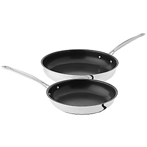 Cuisinart Chef's Classic Stainless Nonstick 2-Piece 9-Inch and 11-Inch Skillet Set - Black And Silver