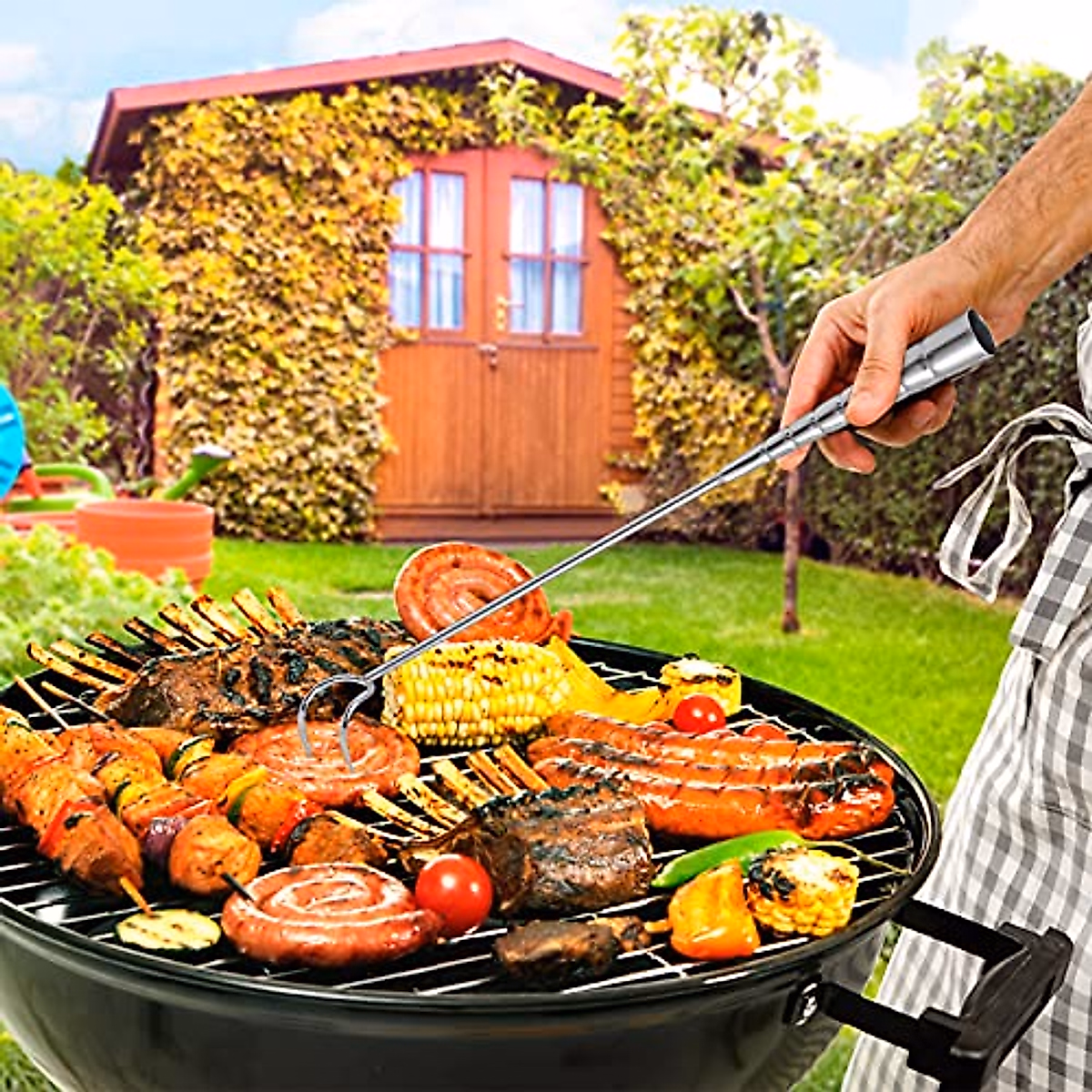 YARDWE Barbeque Grill Meat Hook Stainless Steel Double Hooks Roast Duck Hook Bacon Hams Meat Processing Butcher Hook Hanging Drying BBQ Grill Hanger Cooking Smoker Hook Tool Clothes Rack Heavy Duty