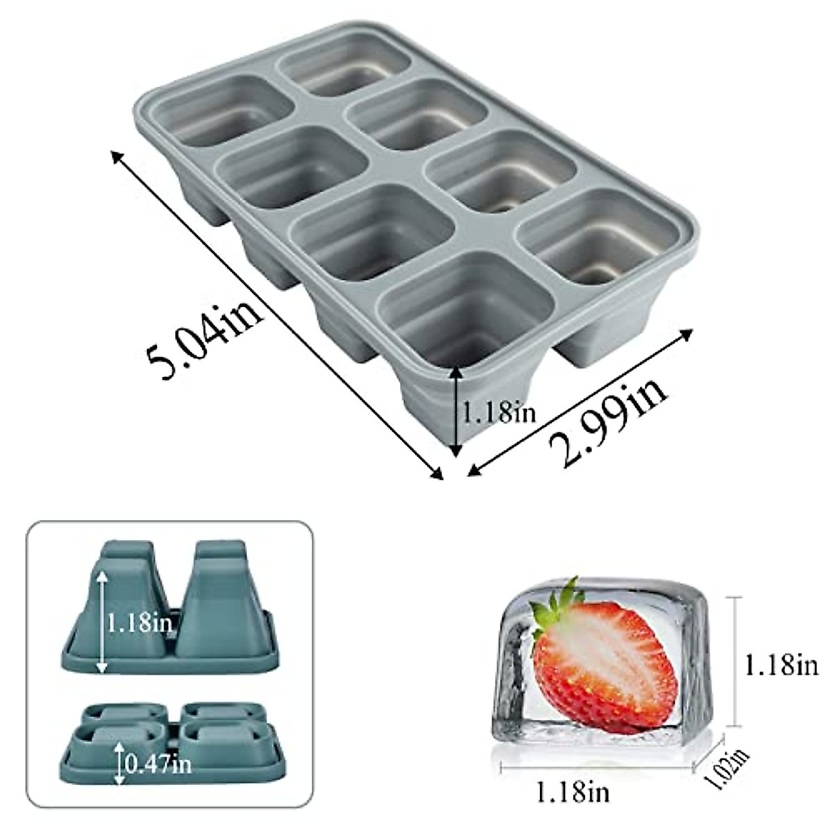 3Pack Mini Ice Cube Tray, Ice Cube Trays for Freezer, Silicone Ice Cube Tray, Ice Cube Mold Ice Molds, Ice Trays for Freezer with Lid, Ice Ball Maker Mold, Small Ice Cube Trays (3xMini)