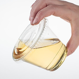 Golden Apple, 9oz-30sets Clear Plastic Cups with Clear Flat no Hole lids…
