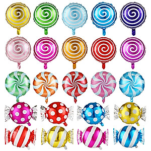 23PCS Sweet Candy Bar Balloons 18" Foil Mylar Lollipop Christmas Balloons for Holiday Baby Shower Birthday Party Supplies Decorations