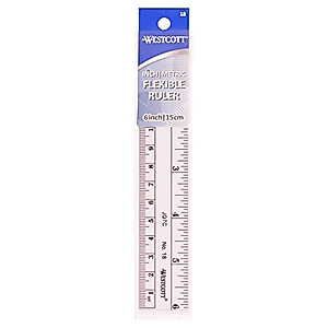 Westcott 6-Inch Flexible Metric Ruler, Clear