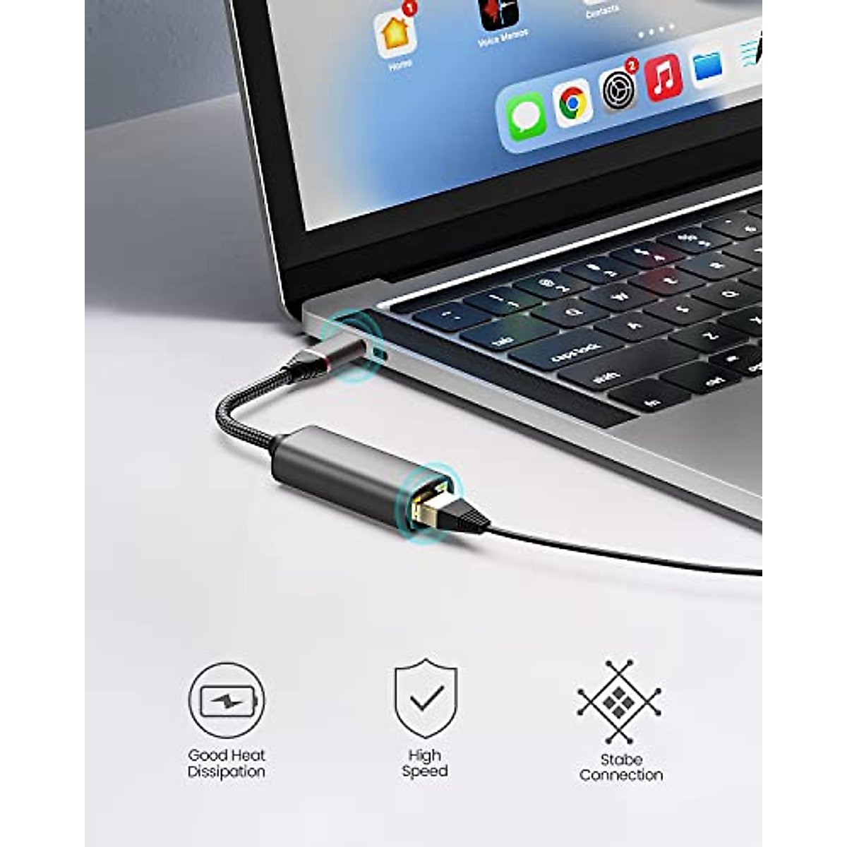 OQTIQ USB C to Ethernet Adapter, USB-C to RJ45 Thunderbolt 3/Type C Gigabit Ethernet LAN Network Adapter, Compatible with MacBook Pro 2020/2019/2018/2017, MacBook Air, iPad Pro, XPS and More