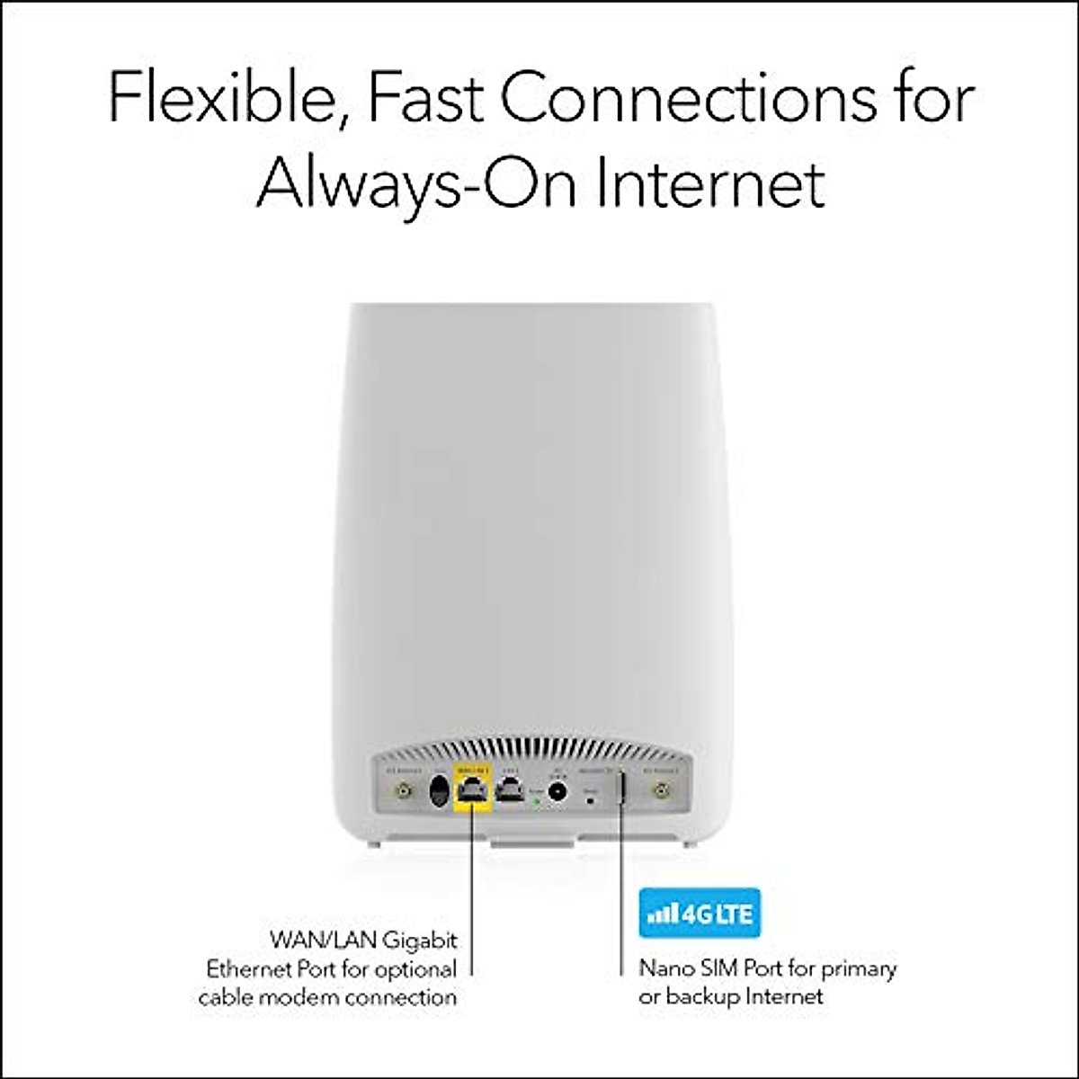 NETGEAR Orbi 4G LTE Mesh WiFi Router (LBR20) | For Home Internet or Hotspot | Certified with AT&T, T-Mobile & Verizon | Coverage up to 2,000 sq. ft., 25 devices | AC2200 WiFi (up to 2.2Gbps)