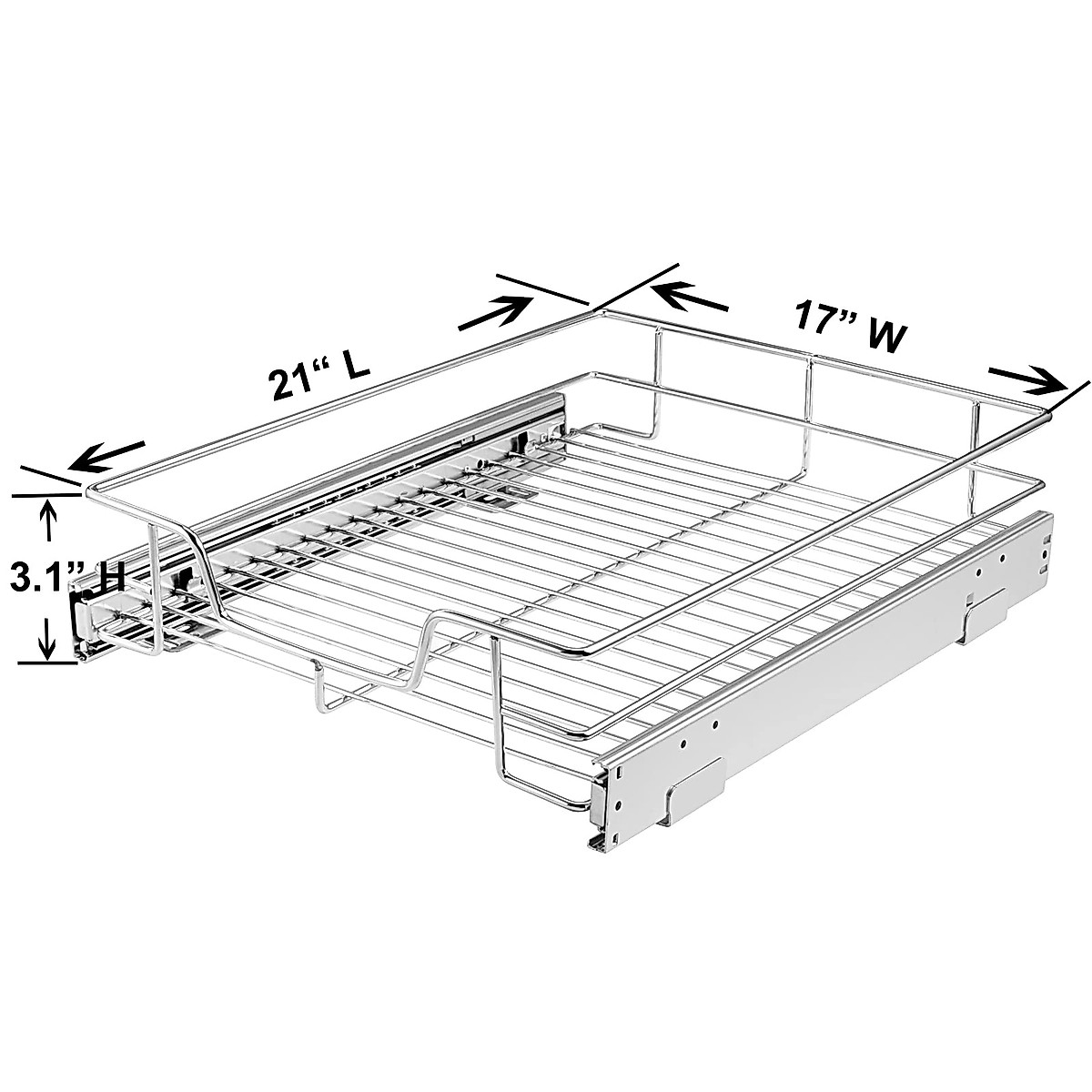 HAVEITS Pull Out Cabinet Organizer, Heavy Duty Slide Out Kitchen Cabinet Shelves For Kitchen, Bathroom, Under Sink Organizer with Soft Close Drawer, Basket Size 17" W x 21" D x 3.1" H