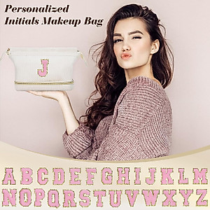 Birthday Gifts for Girls, Personalized Initial Women Makeup Bag, Travel Make up Bag Cosmetic Case Preppy Stuff Bags for Girlfriend Wife Teacher 18th Birthday Gifts for Girls Teen Girl Gift Trendy - A