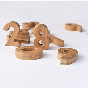 Wee Gallery Bamboo Numbers Set - Number Learning for Baby, Toddler, Preschool Age Kids - Interactive Wooden Numbers to Stimulate Early Development Through Educational Toys
