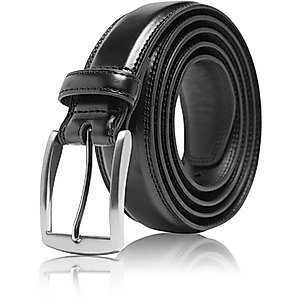 Access Denied Genuine Leather Dress Belts For Men - Mens Belt For Suits, Jeans, Uniform Black Belt - Designed in the USA