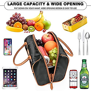 Tirrinia Lunch Bag Women Box Insulated Men Lunchbox Adults, Insulated Bag women Box Freezable Adult Cute Large Tote Cooler, Lunch Women Bag for Work, Picnic, Best Independence Day Gift, Black