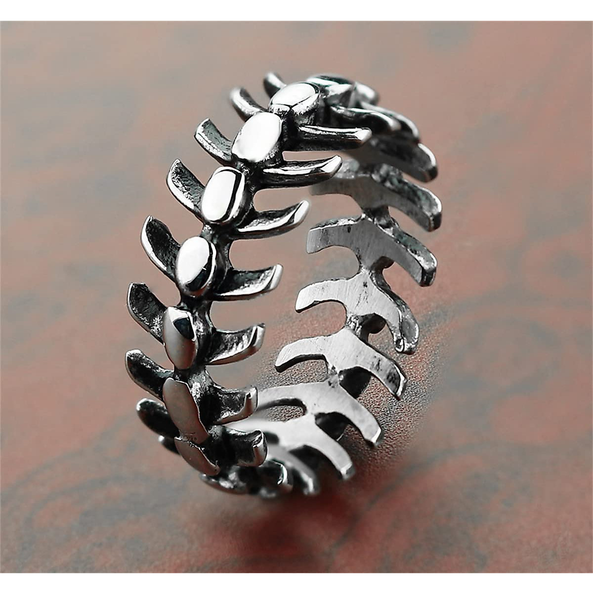 JILIYUPA Silver Goth Punk Ring for Men Women, Skeleton Human Spine Ring, Cool Gothic Ring, Vintage Ring, Knuckle Ring, Y2K Accessories (7)