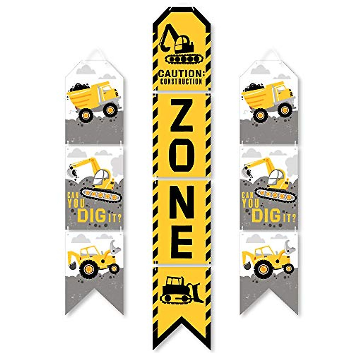 Big Dot of Happiness Dig It - Construction Party Zone - Hanging Vertical Paper Door Banners - Baby Shower or Birthday Party Wall Decoration Kit - Indoor Door Decor