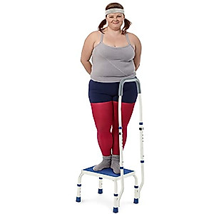 GreenChief Metal Step Stool with Handle, Bed Medical Foot Step Stool for Elderly, Handicap, Adults, One Stepping Stool with Handrail for Bedroom Bathroom (Heavy Duty 500 Lbs Support)