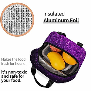 InterestPrint Personalized Schoolbag Set for Daughter from Mom, Custom Purple Glitter Shoulders Bag Customized Name Backpack Lunchbox Set Casual Daypack for Teenagers