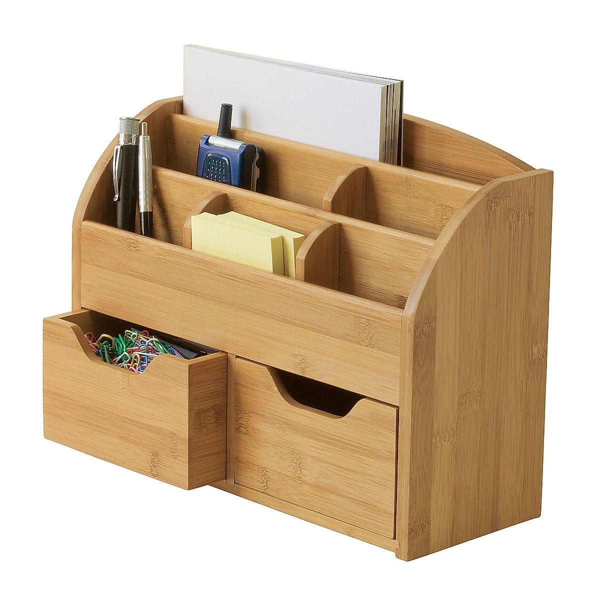 Lipper International 809 Bamboo Wood Space-Saving Desk Organizer, 13" x 10" x 5 3/8"