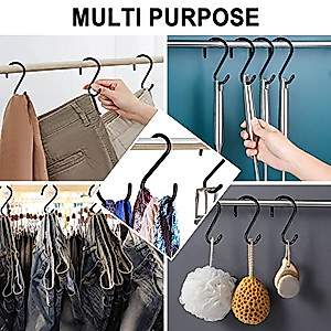 DINGEE 12 Pack S Hooks Heavy Duty Vinyl Coated Large S Hooks 6 inch Non Slip 7mm Thickness S Hooks for Hanging Plants,Sturdy Metal Black S Hooks for Closet,Bird Feeders,Kitchen,Tools,Bikes