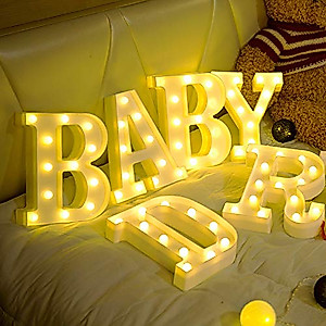 Creation Core 8.7" Tall Large LED Baby Word Marquee Signs Battery Operated Warm White Light Up Letters for Home Bedroom Nursery Room Table Wall Decor, Baby