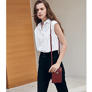 BROMEN Small Cell Phone Purse Crossbody Bags for Women Vegan Leather Wallet Purse with Credit Card Holder Red