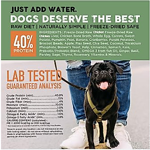 Nature's Diet Simply Raw® Freeze-Dried Raw Whole Food Meal - Makes 18 Lbs Fresh Raw Food With Muscle, Organ, Bone Broth, Whole Egg, Superfoods, Fish Oil Omega 3, 6, 9, Probiotics, Prebiotics (Chicken)