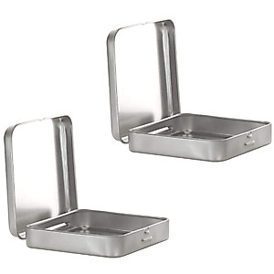 Magnakoys Square Silver Metal Hinged Tins 3.5 x 3.5 x .70 Inches Boxes for Candy Storage Geocaching (7-Pack)