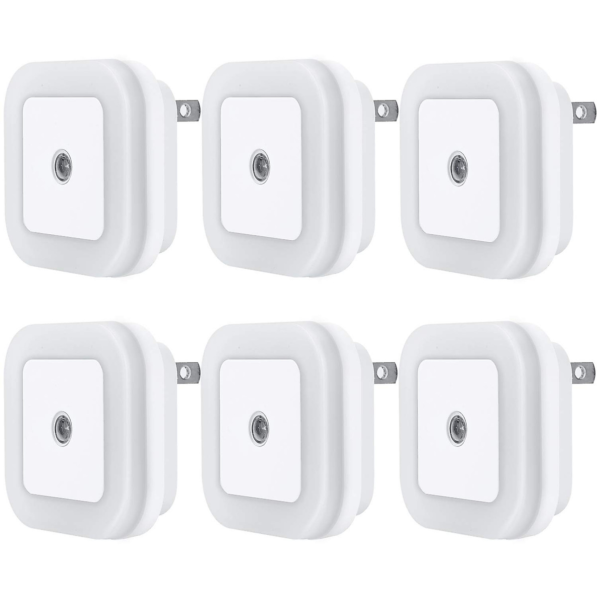 Uigos LED Night Light Lamp with Smart Sensor Dusk to Dawn Sensor, Daylight White, 0.5W Plug-in, 6-Pack