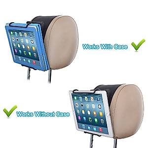 TFY Universal Car Headrest Mount Holder with Angle- Adjustable Holding Clamp for Tablets -Compatible with iPad 9th Gen - iPad Mini - iPad Air - iPad Pro - Samsung Galaxy Tab S8 - Tab A and More