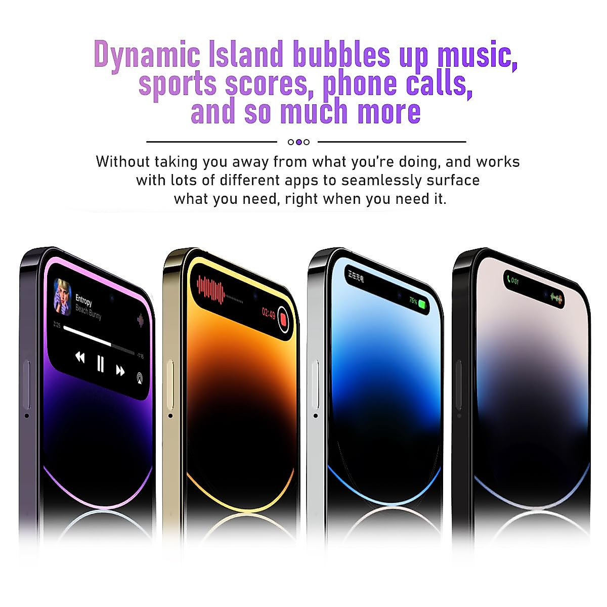 Deeptick Unlocked Cell Phones 2023 Android 13 Smartphone with Dynamic Island 8GB+128GB 8-Core Mobile Phones 50MP+8MP Camera 6.54" HD Screen Long Battery Life Phone with 4G Dual SIM(Pueple)