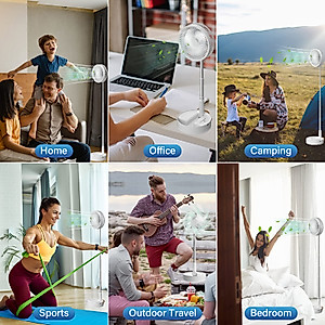 Portable Oscillating Standing Fan with Remote Light Timer, Rechargeable 7200mah Battery Operated Fan Personal Foldaway Fan Cordless Small Desk Floor Fan Pedestal Fans for Room Office Camping Travel