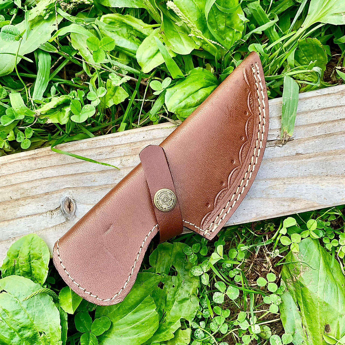 7" long custom handmade leather sheath fits up to 4" cutting blade knife