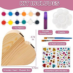 Paint Your Own Wooden Jewelry Box-Arts and Crafts for Kids 4-6, DIY Treasure Box Painting Kits Gift for 7 8 Year Old Girls, Kids Crafts Birthday/Mother's Day/Christmas Gift