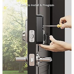 Veise Keyless Entry Door Lock with 2 Lever Handles - Electronic Keypad Deadbolt, Auto Lock, Easy Installation Digital Smart Code Door Lock, Front Door Handle Set, Satin Nickel
