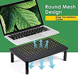 2 Pack Desktop Riser, 3 Height Adjustable Monitor Stands for 2 Monitors, PC, Computer, Printer, iMac, Desktop Monitor Stand with Ventilated Platform for Airflow by DOLALIKE